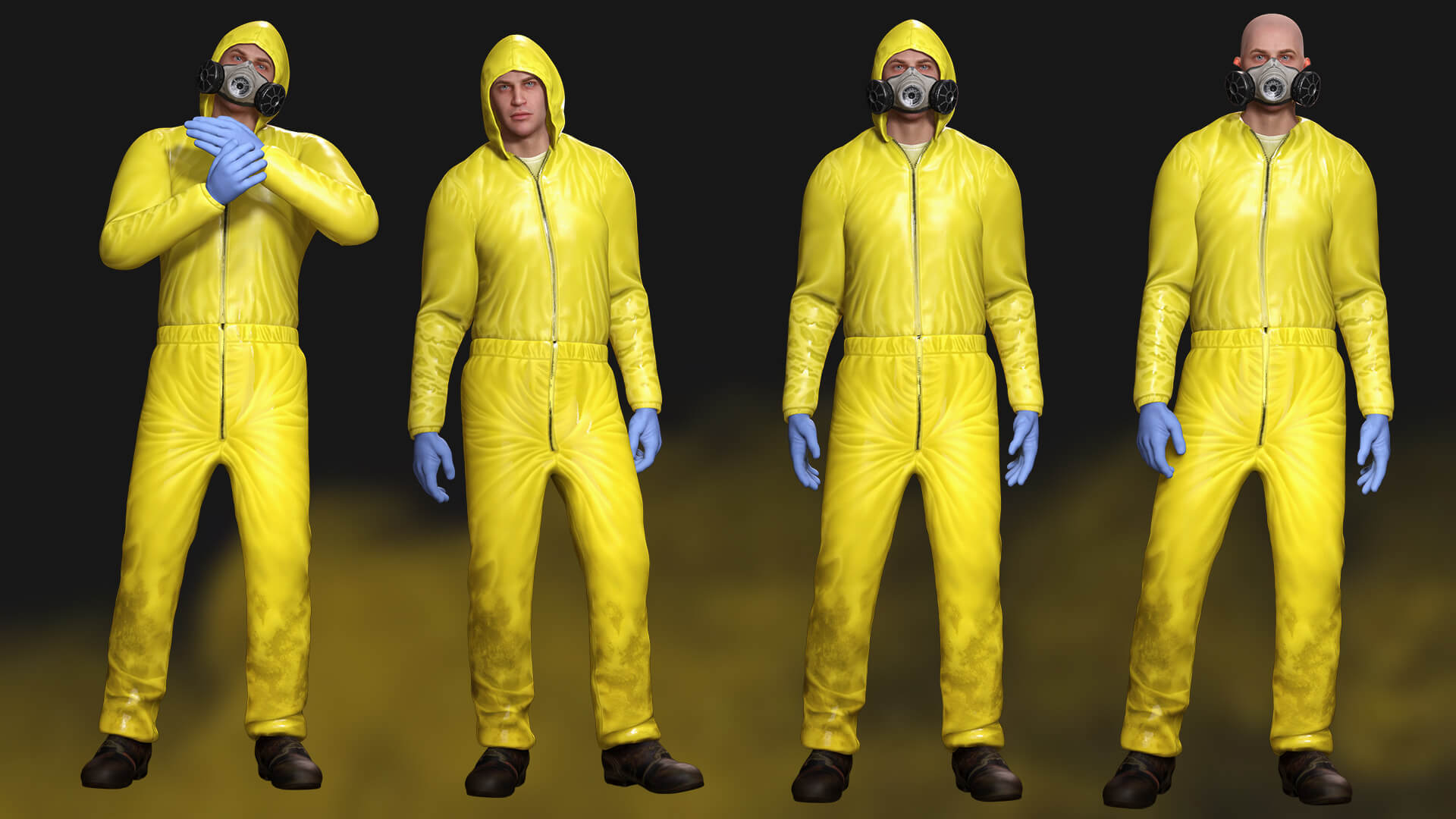 Hazmat Suit Realistic Man Rigged Game Ready - 3D Model by khaloui
