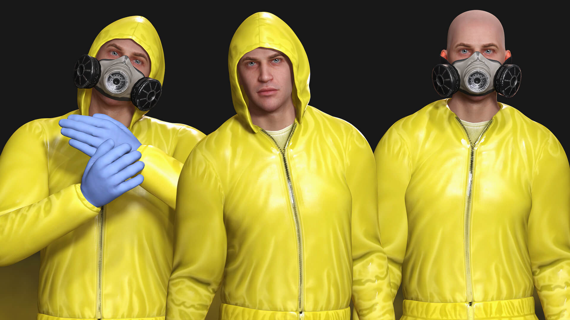 Hazmat Suit Realistic Man Rigged Game Ready - 3D Model by khaloui
