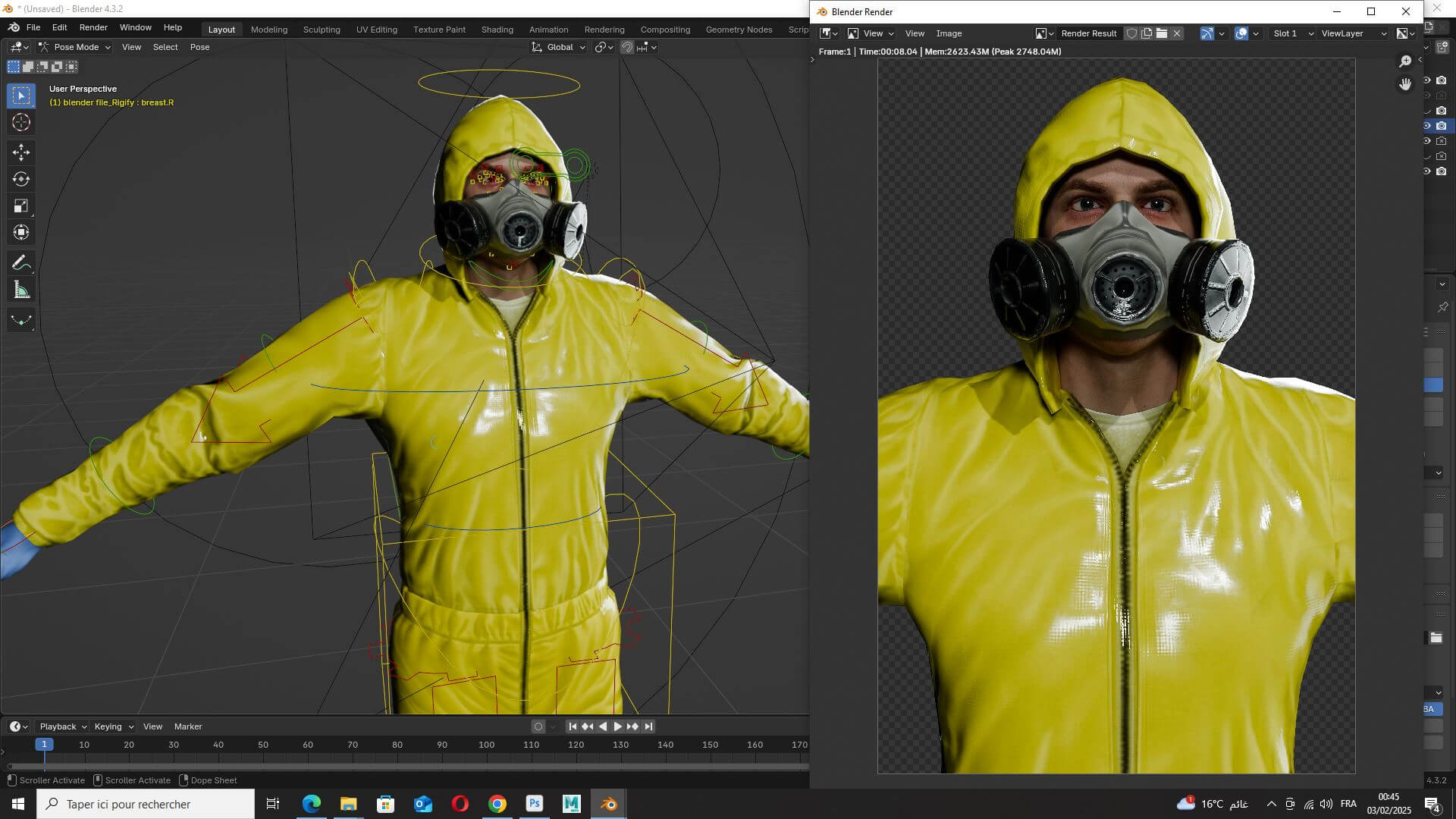 Hazmat Suit Realistic Man Rigged Game Ready - 3D Model by khaloui