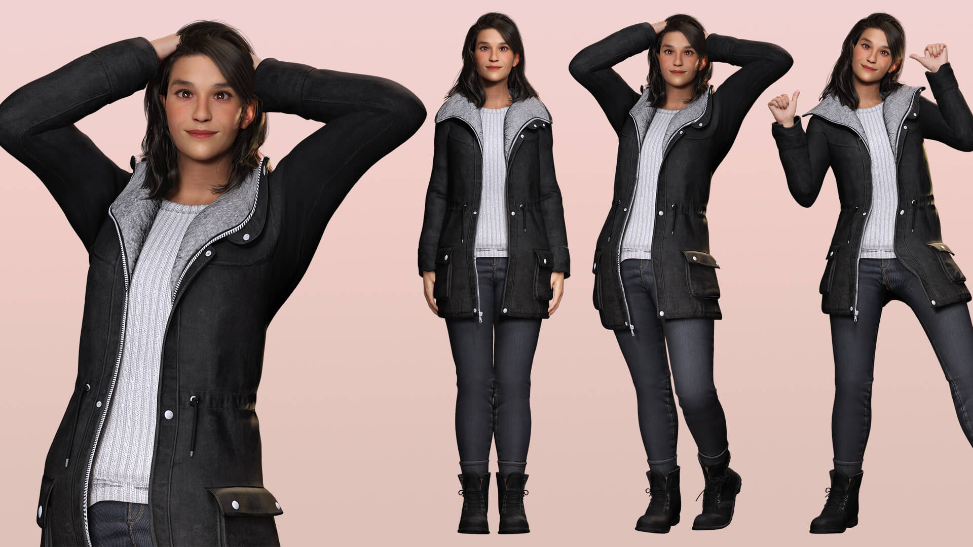 High-Quality Female 3D Model in Winter Wear by khaloui