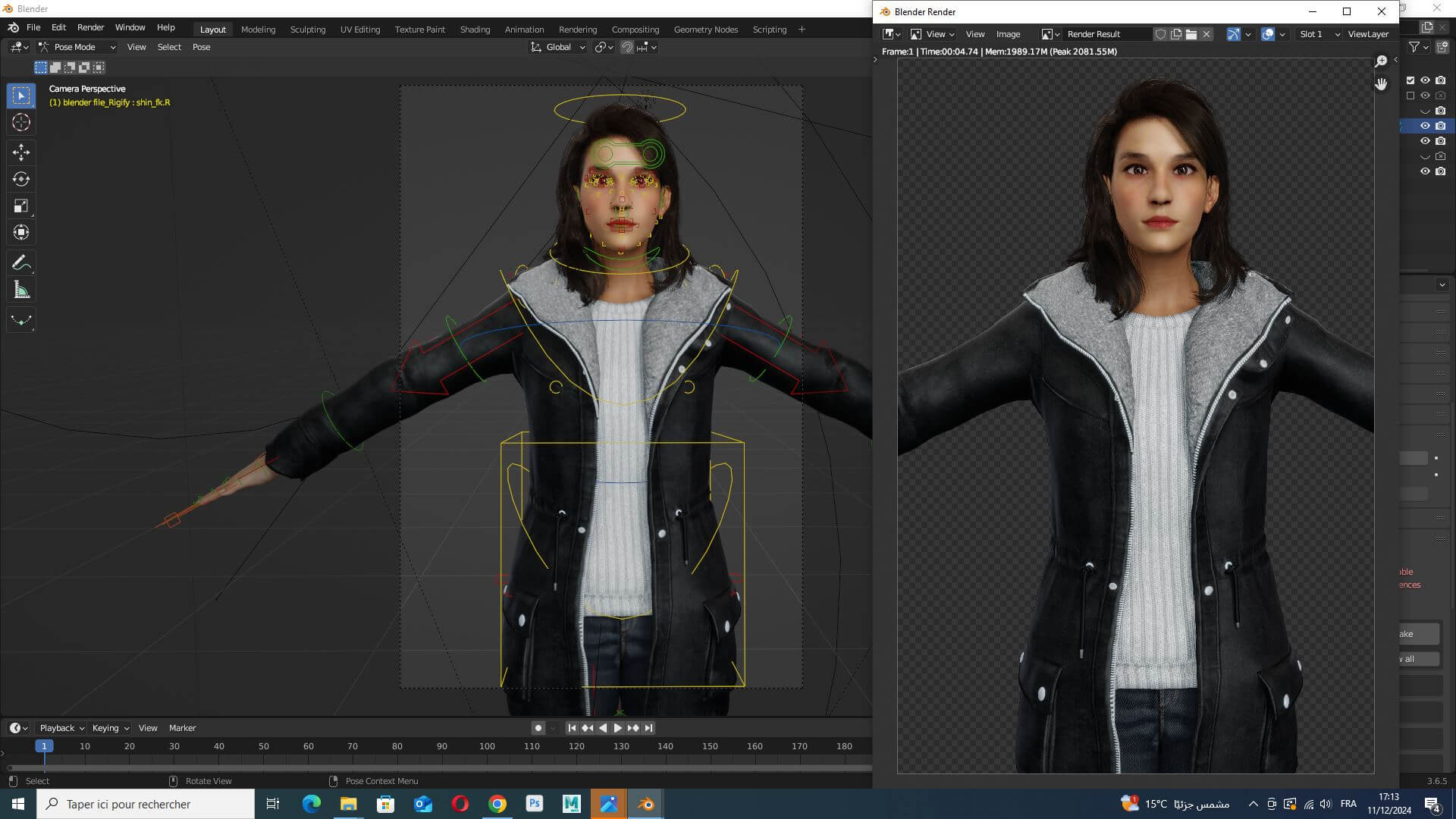 High-Quality Female 3D Model in Winter Wear by khaloui