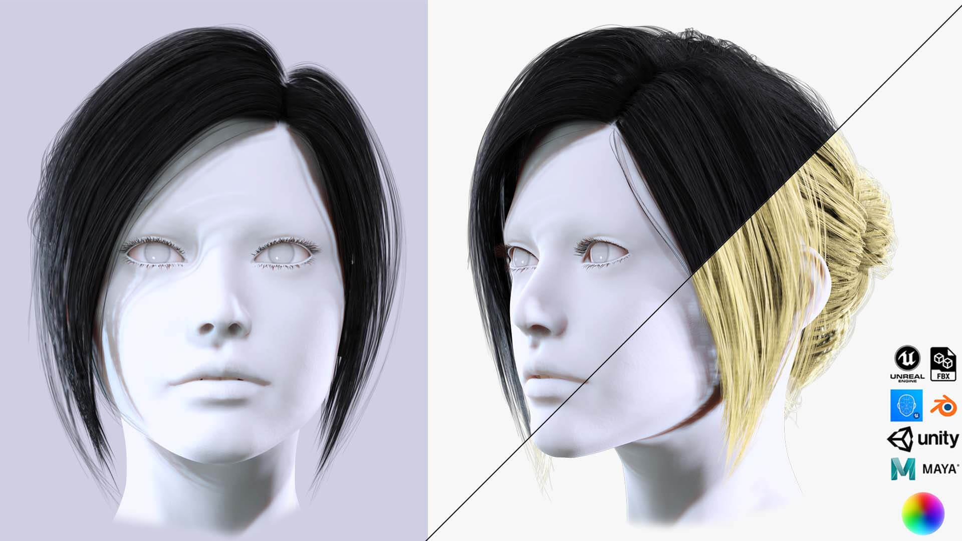 Hostess Bun Hairstyle - 3D Model by khaloui