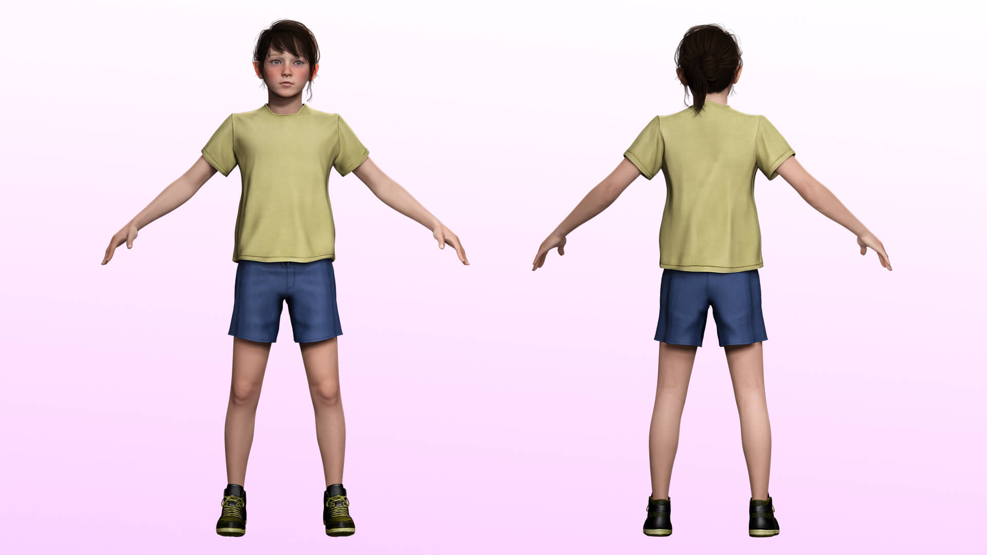 Isabella-Realistic Teenager Girl Kids Low Poly 3D Model by khaloui