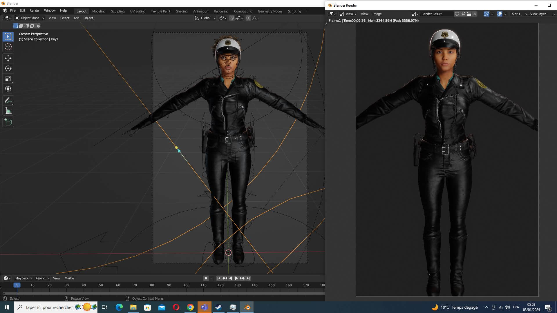 Kalii - Police Attire 3D Model by khaloui