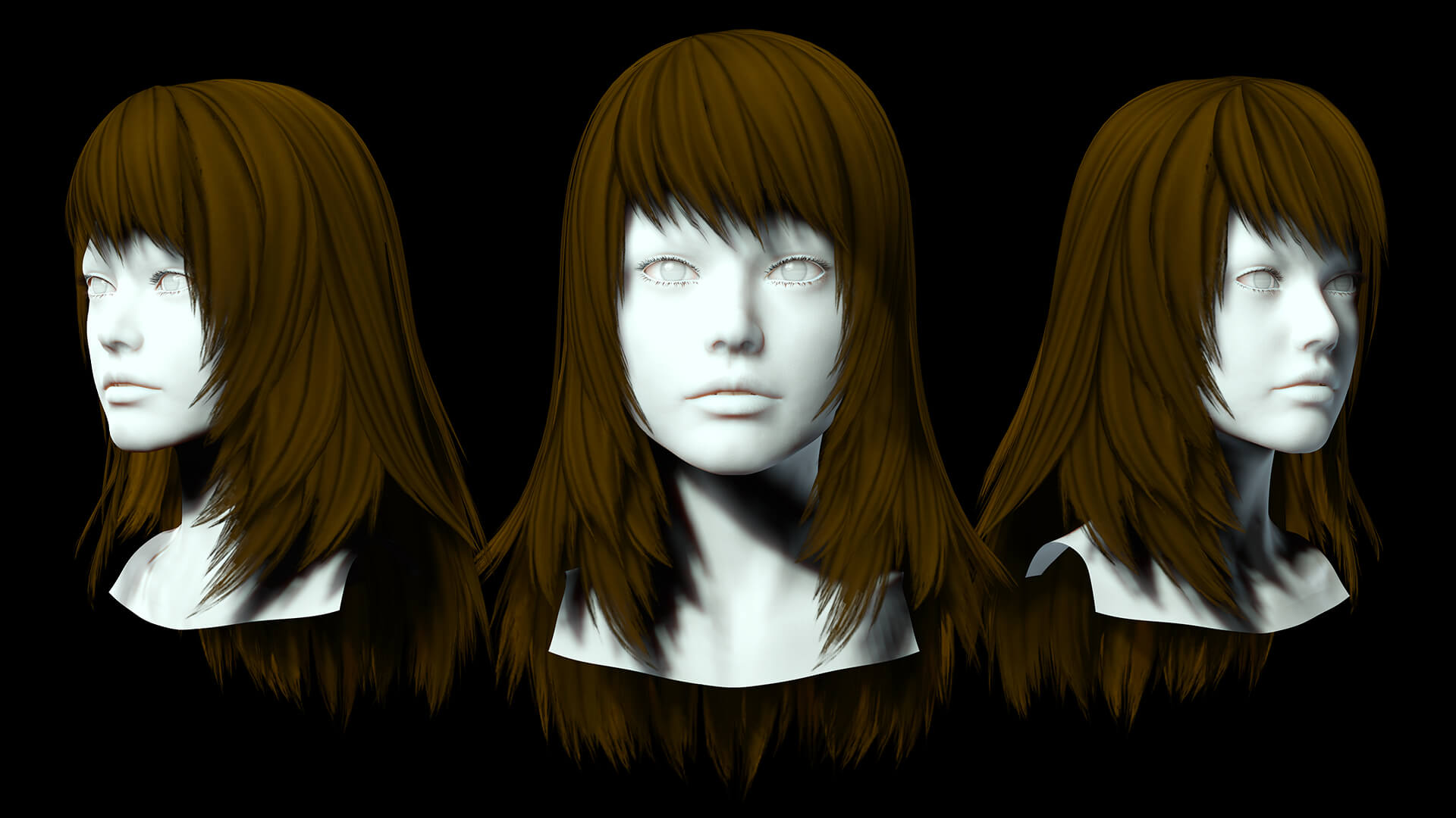 Layered Female Hair - 3D Model by khaloui
