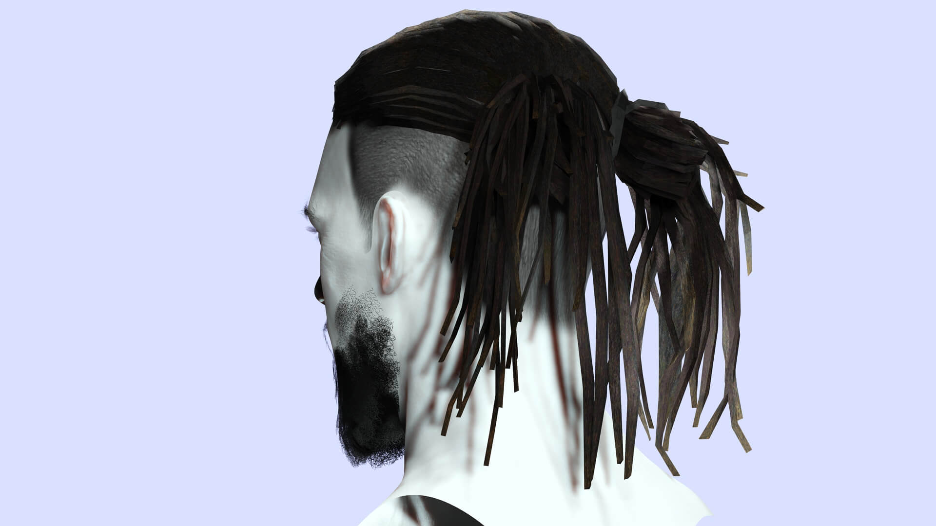 Male Pigtails Dread Hair Style - 3D Model by khaloui