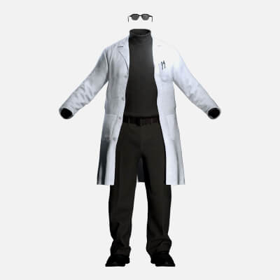 Male Scientist Lab Coat Medical Researcher Uniform - 3D Model by khaloui