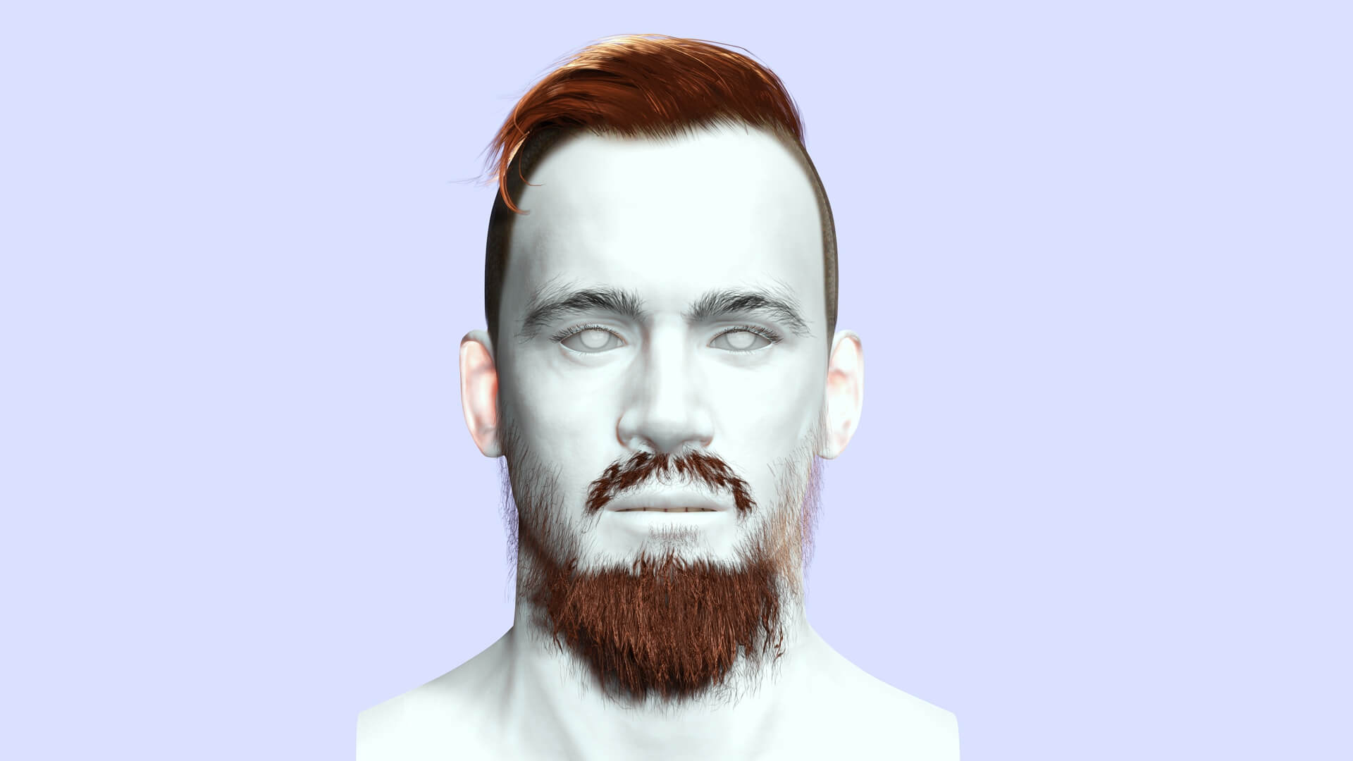 Man Under Cut Hair Style - Brard - Mustache 3D Model by khaloui