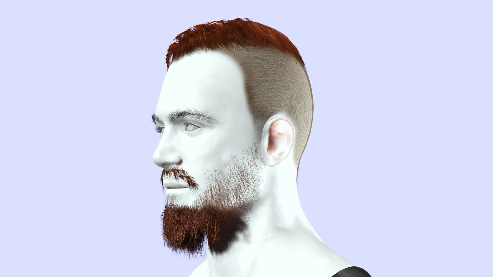 Man Under Cut Hair Style - Brard - Mustache 3D Model by khaloui