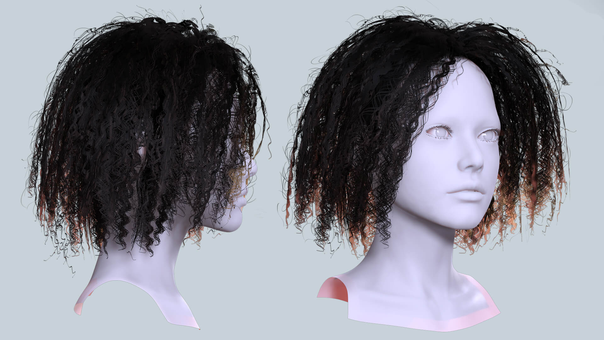 Messy Curly Afro Hair - Voluminous 3D Female Hairstyle by khaloui