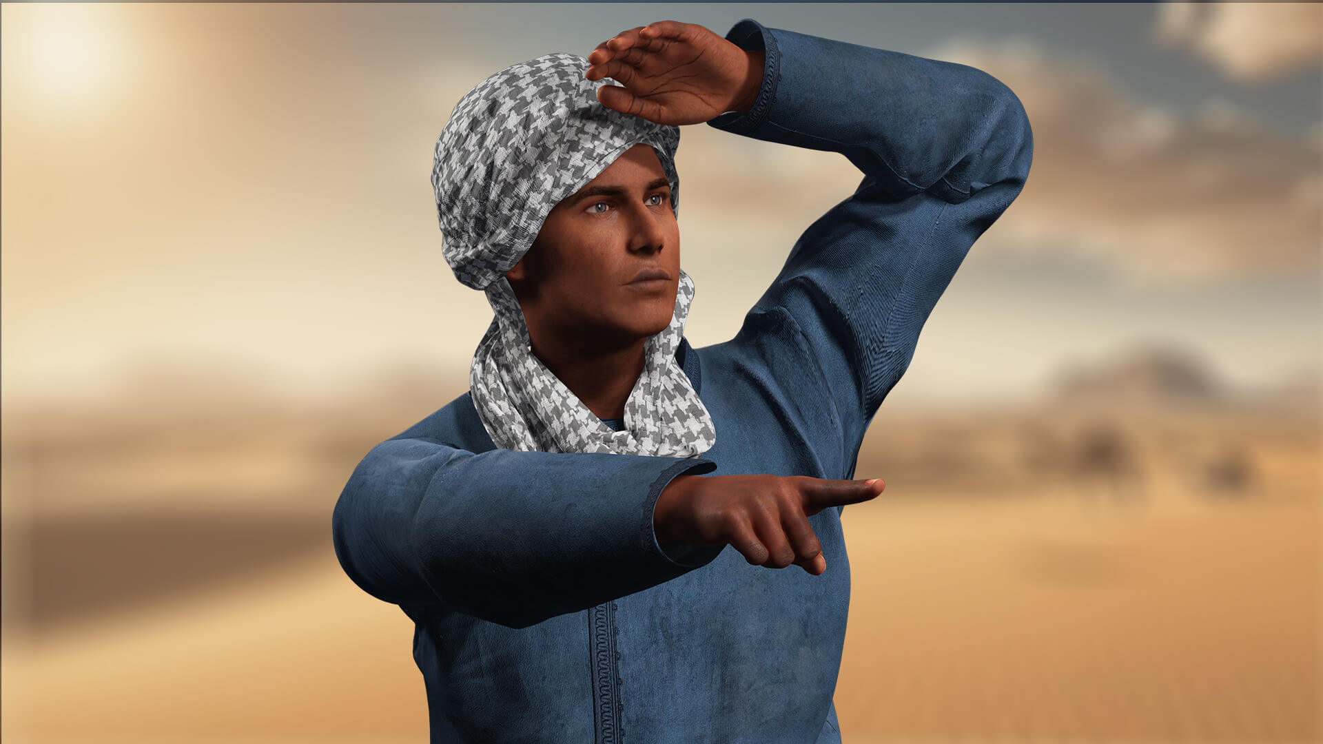 Middle Eastern Nomad 3D Character Rigged Game Ready by khaloui