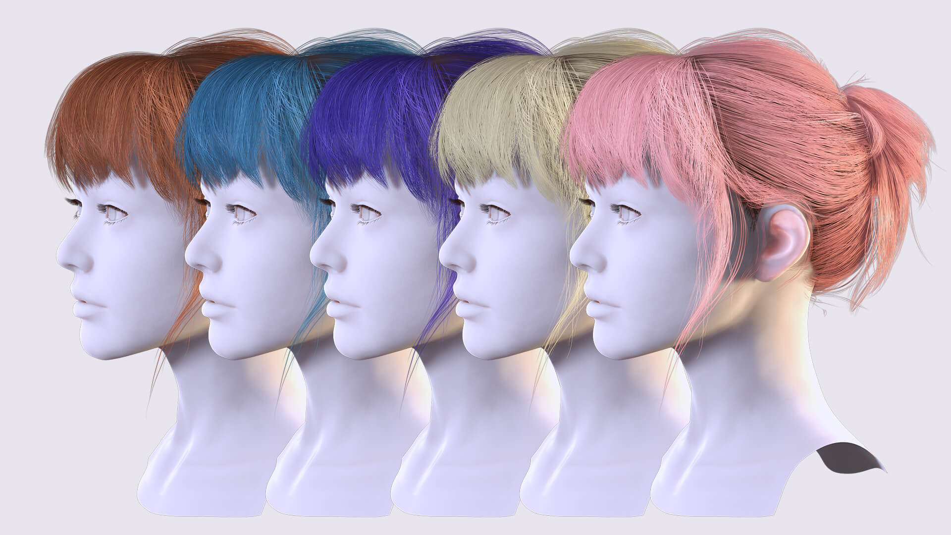 Next-Gen 3D Female Bun Bangs Hairstyle PBR Real-Time Ready by khaloui