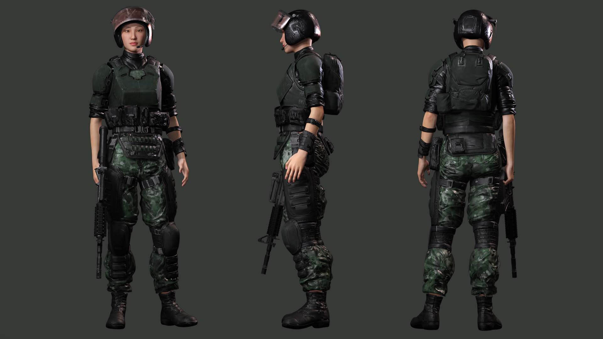 Noi - Asian Strength in Military Attire 3D Model by khaloui