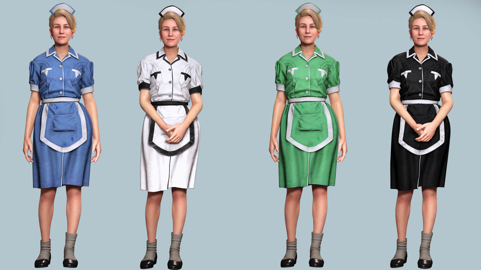 Vintage Housekeeper Woman Game Ready Model by khaloui