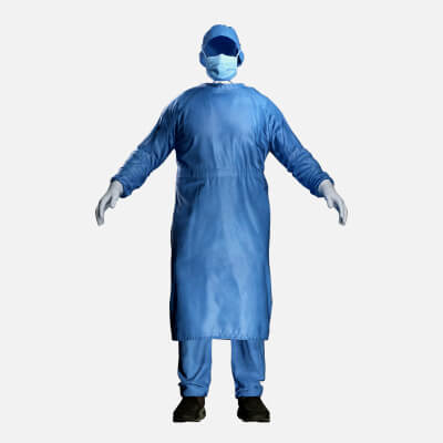 Operating Room Surgeon Uniform with Mask Gloves - 3D Model by khaloui
