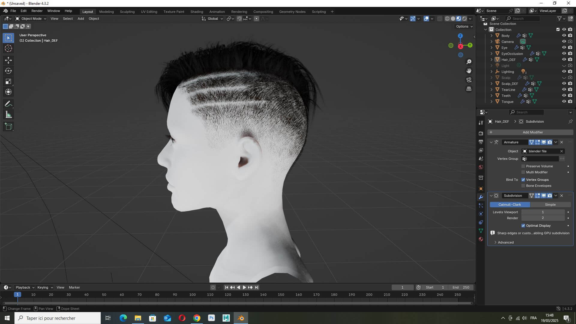 Patterned Fade Cut - Game-Ready 3D Hair by khaloui