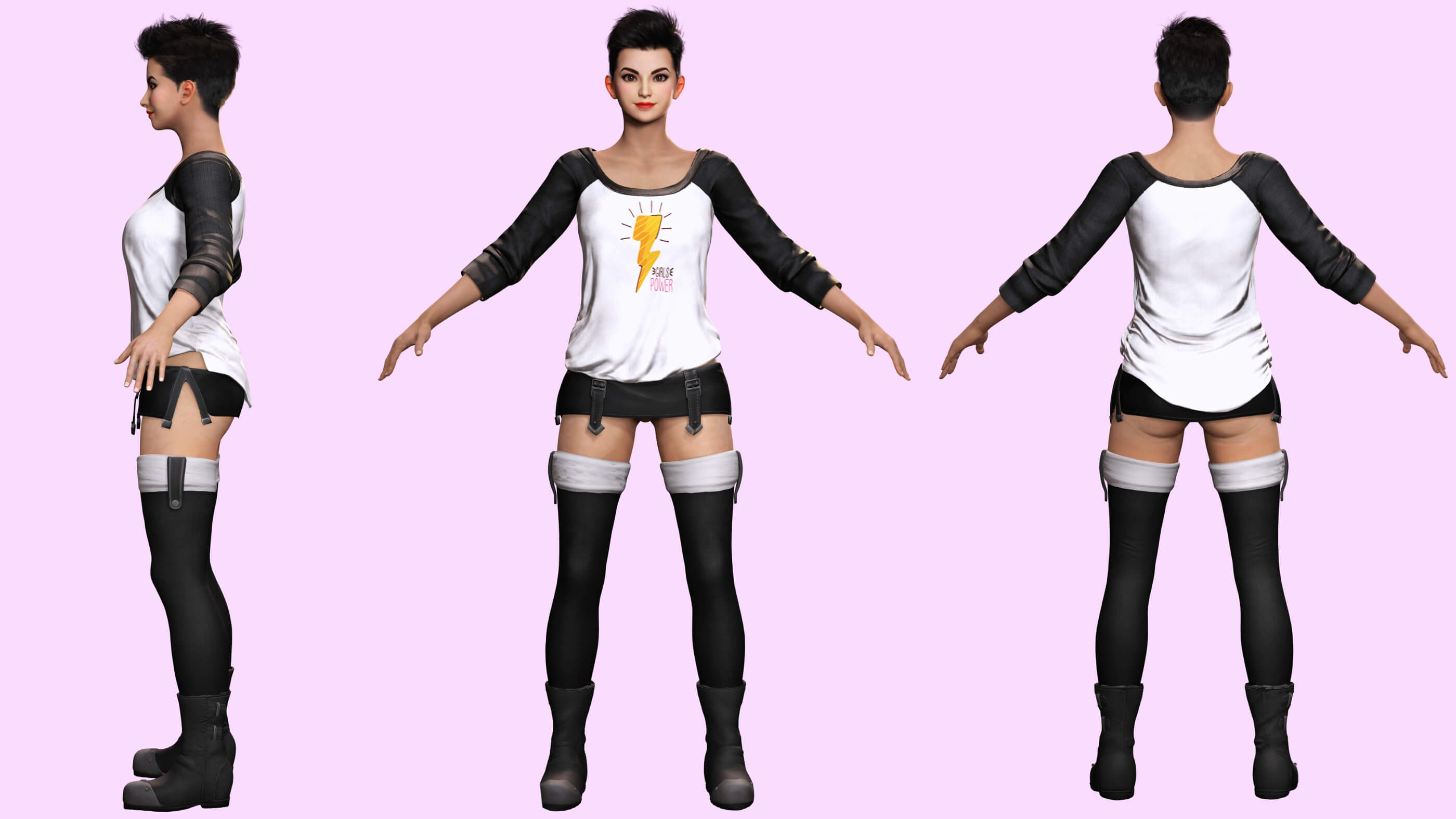 Pixie Casual Girl - 3D Model by khaloui