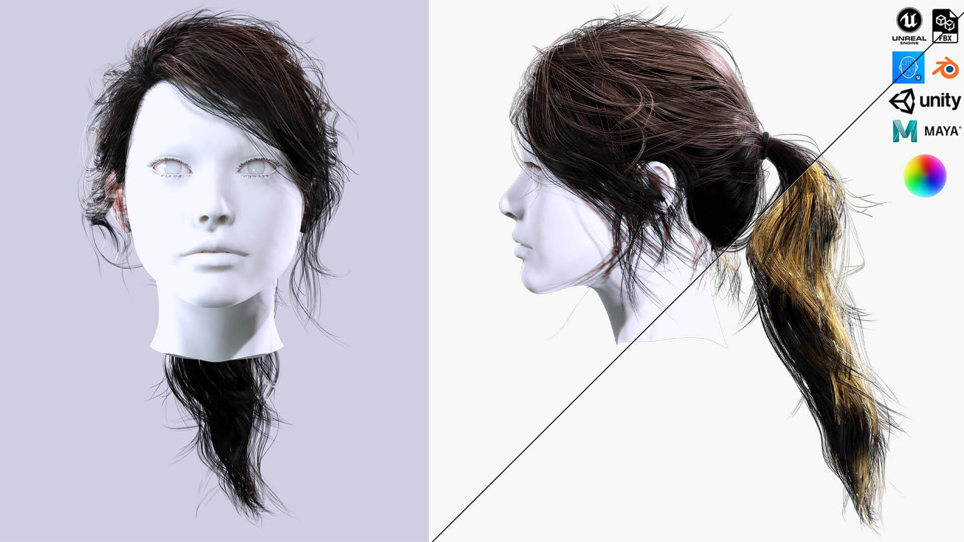 Ponytail Model Hair Cards by khaloui