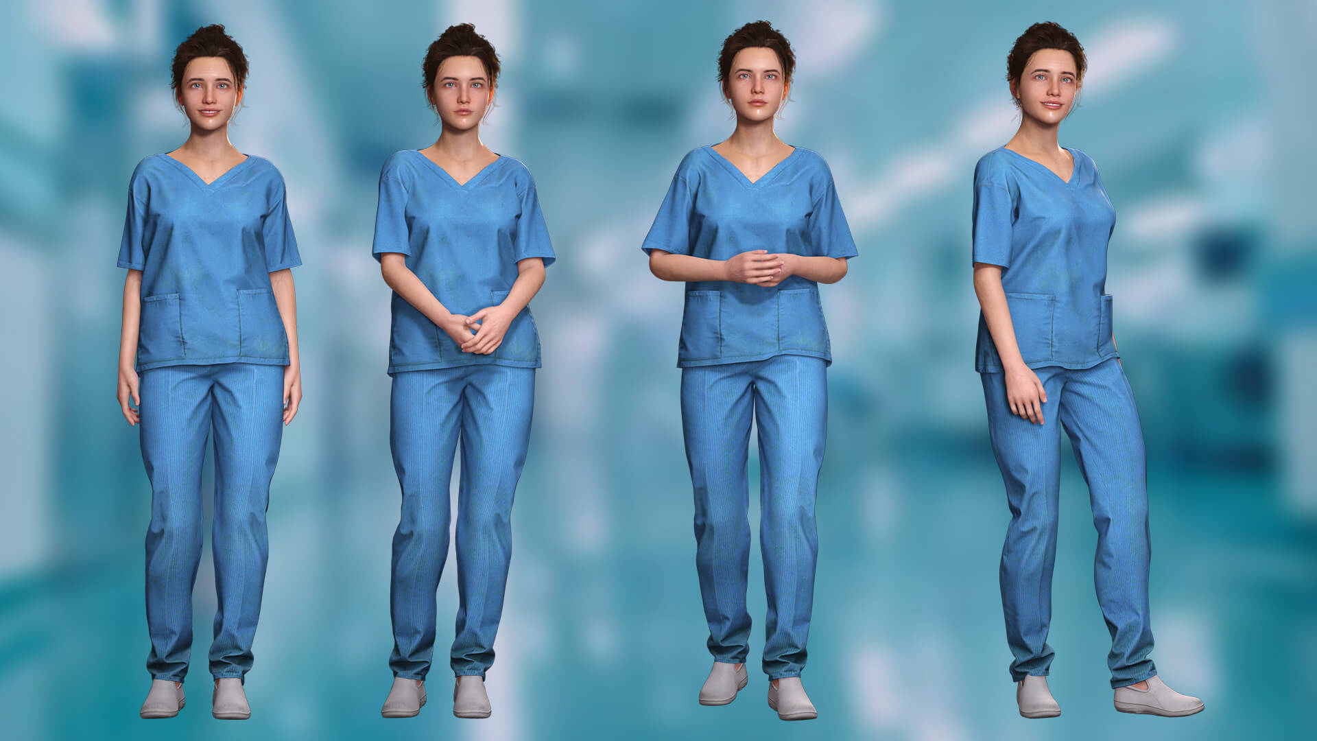 Professional Nurse in Scrubs Realistic Rigged 3D Model by khaloui