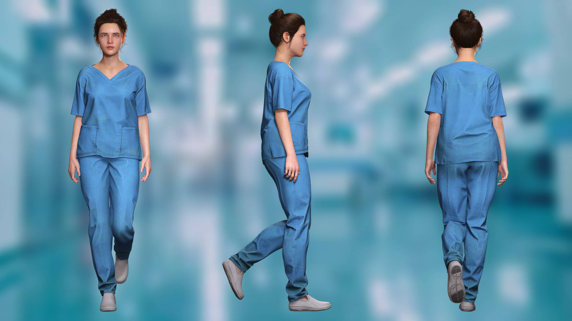 Professional Nurse in Scrubs Realistic Rigged 3D Model by khaloui