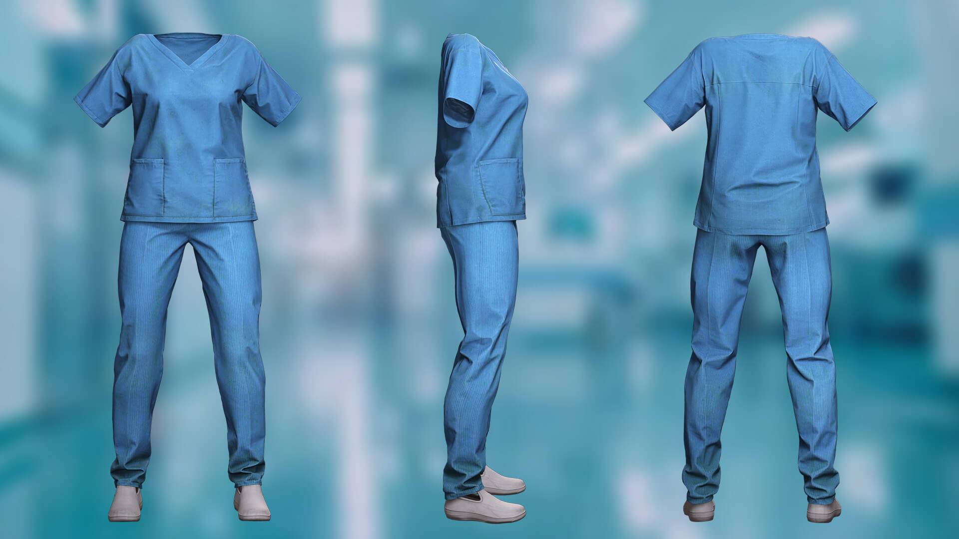 Professional Nurse in Scrubs Realistic Rigged 3D Model by khaloui
