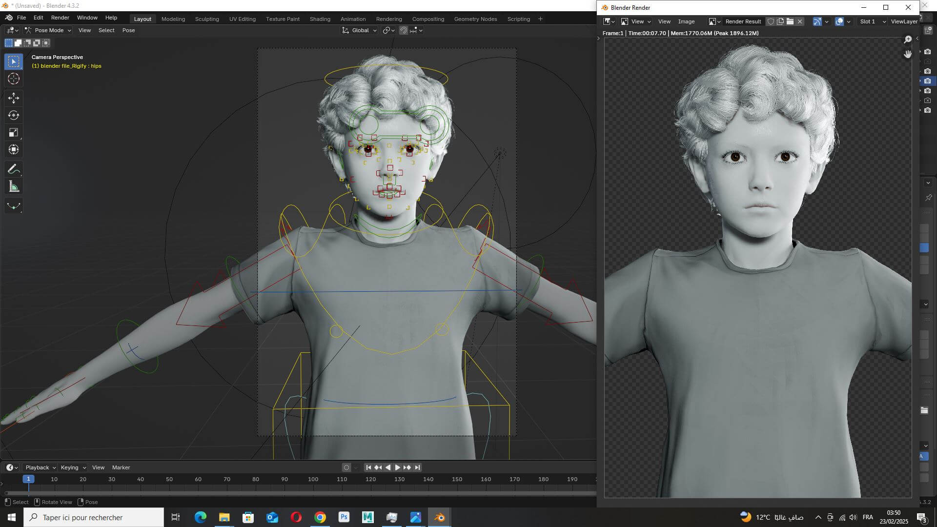 Realistic 3D Child Character Free Ready for Animation by khaloui