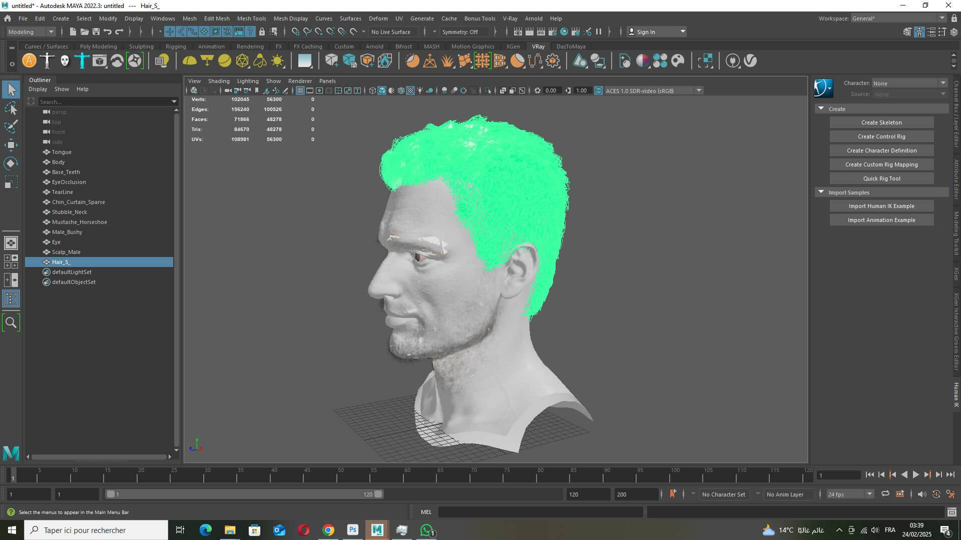 Realistic 3D Male Hair Beard Mustache Game CGI Ready by khaloui