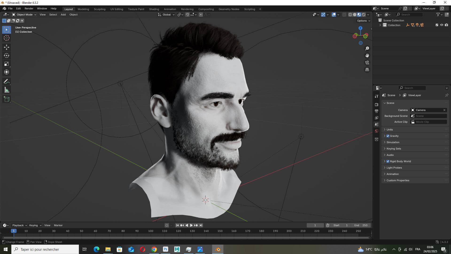 Realistic 3D Male Hair Beard Mustache Game CGI Ready by khaloui