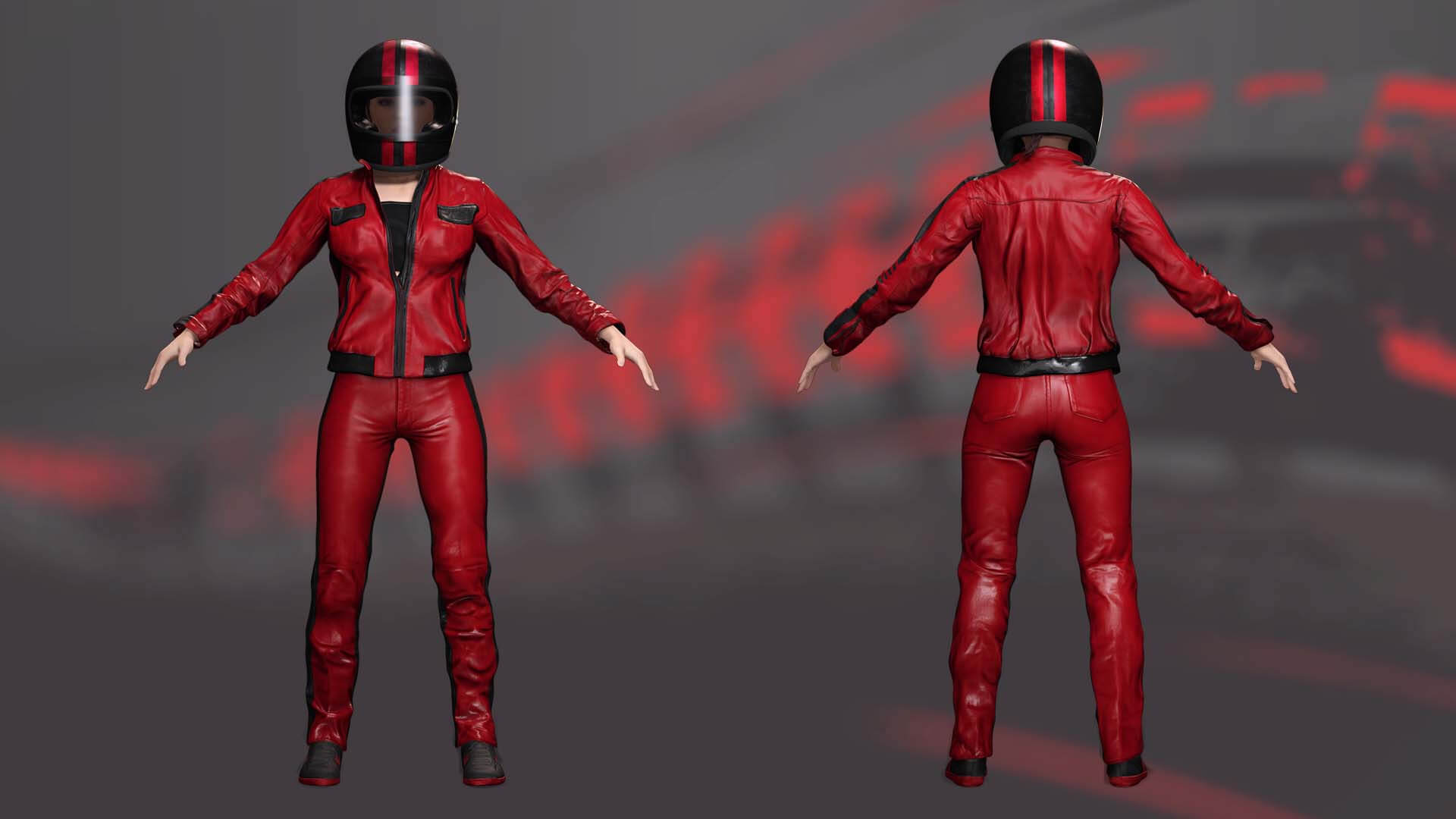 Realistic Biker Model With Helmet and Racing Gear by khaloui