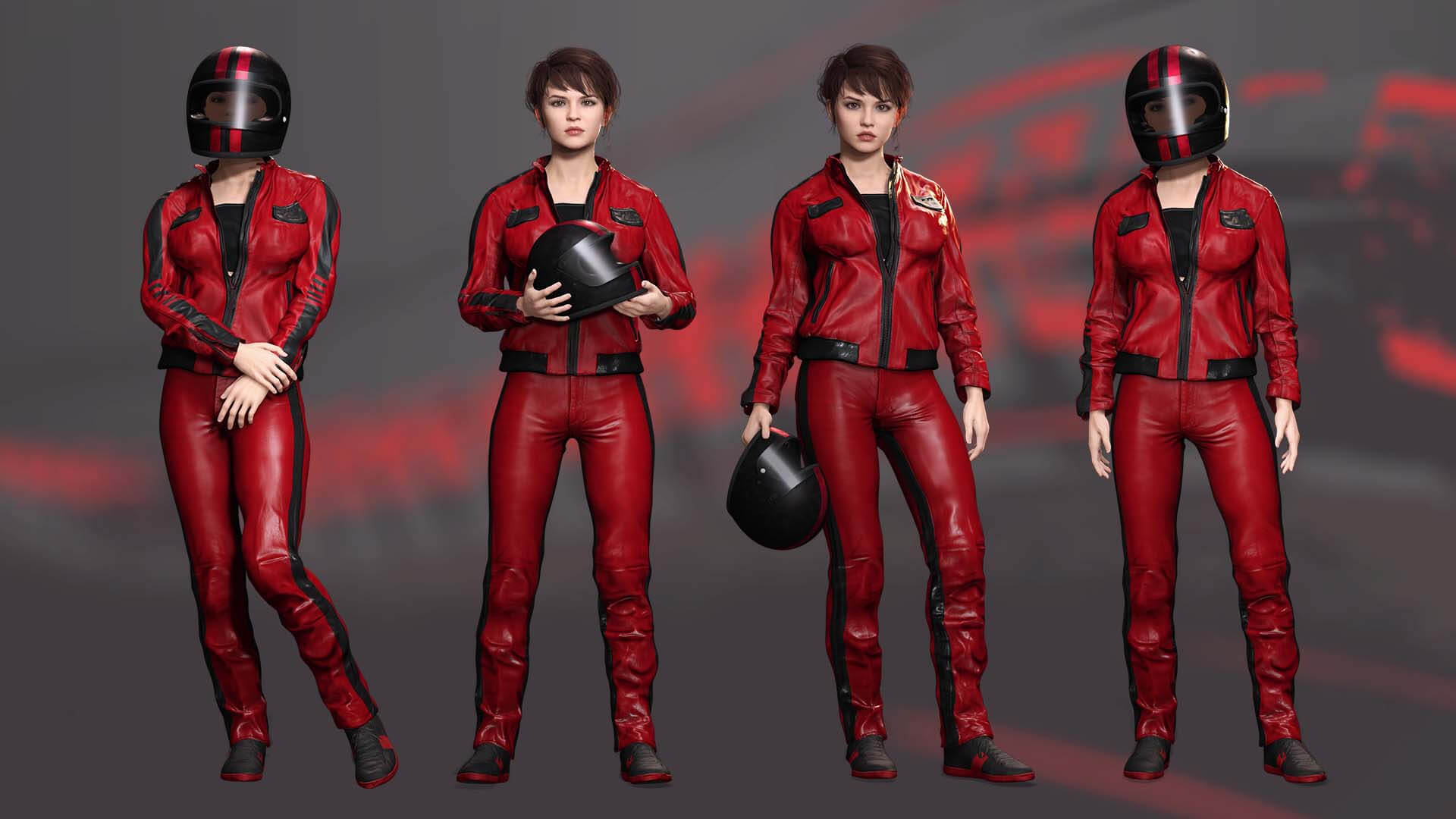 Realistic Biker Model With Helmet and Racing Gear by khaloui
