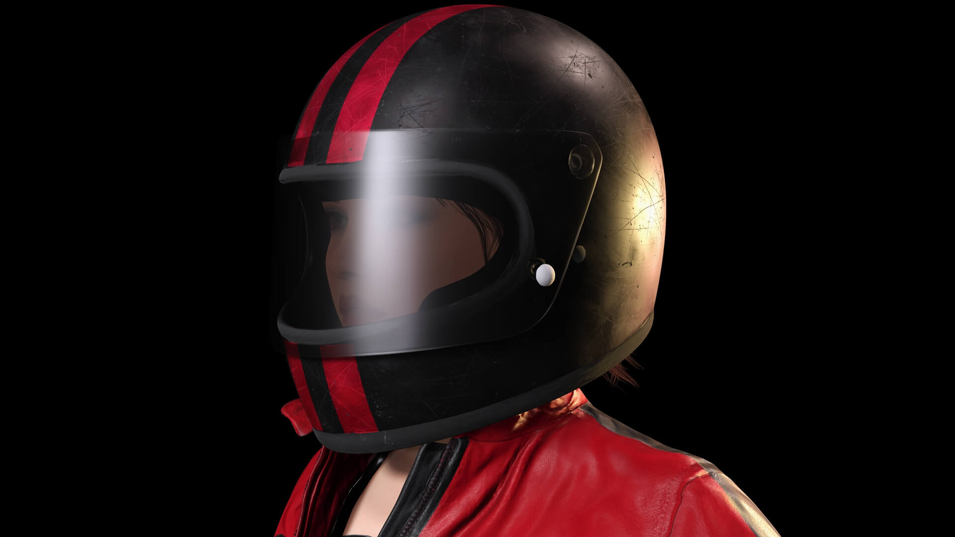 Realistic Biker Model With Helmet and Racing Gear by khaloui