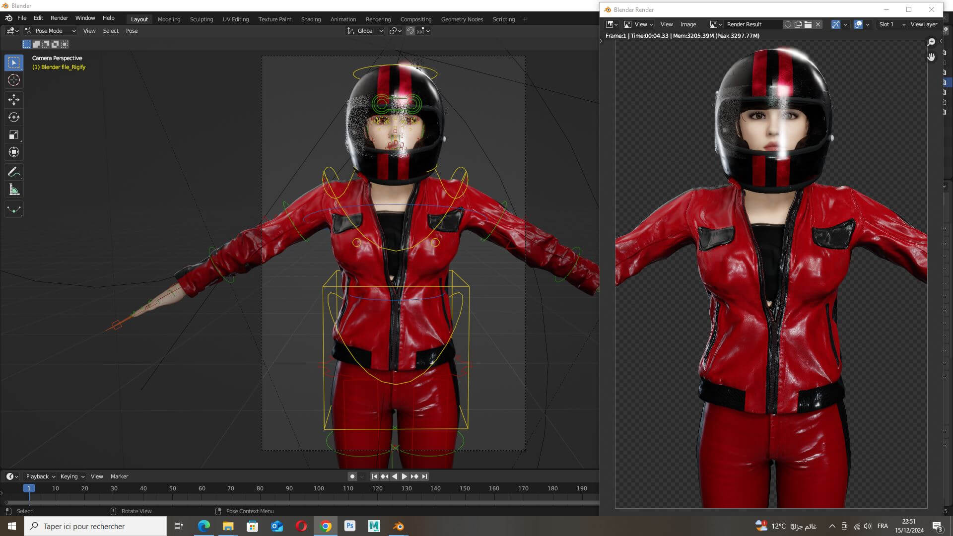 Realistic Biker Model With Helmet and Racing Gear by khaloui