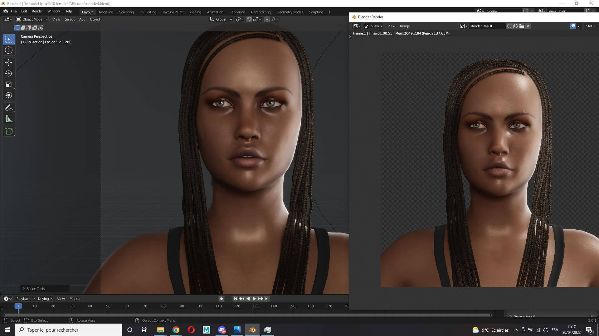 Black Female - 3D Model by khaloui