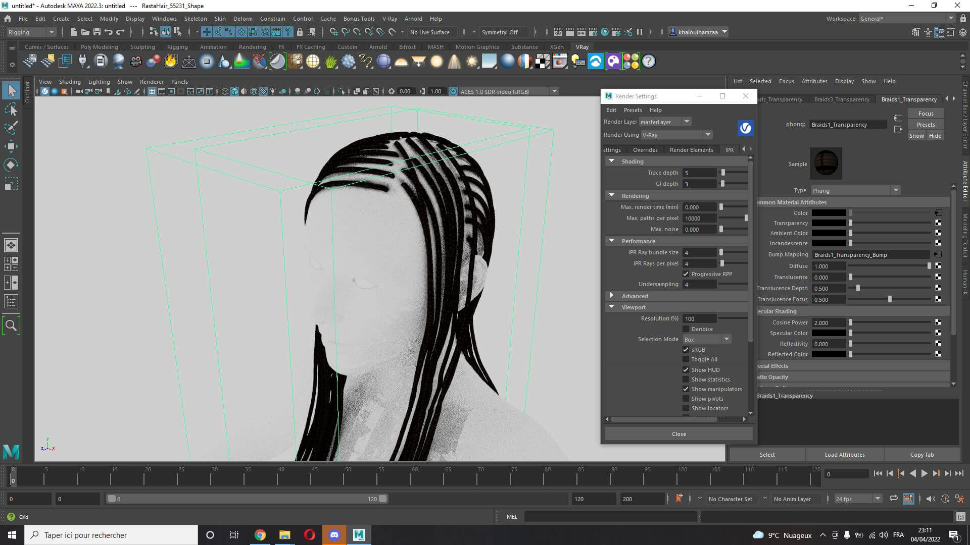 Braid Hair Rasta - 3D Model by khaloui