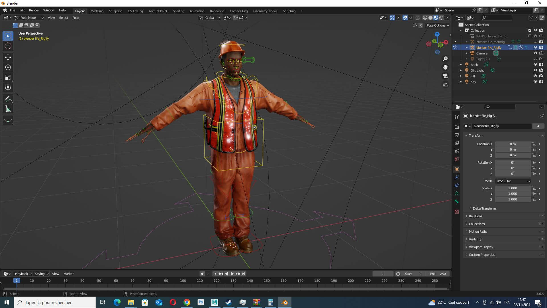 Realistic Construction Worker in Safety Gear - 3D Model by khaloui