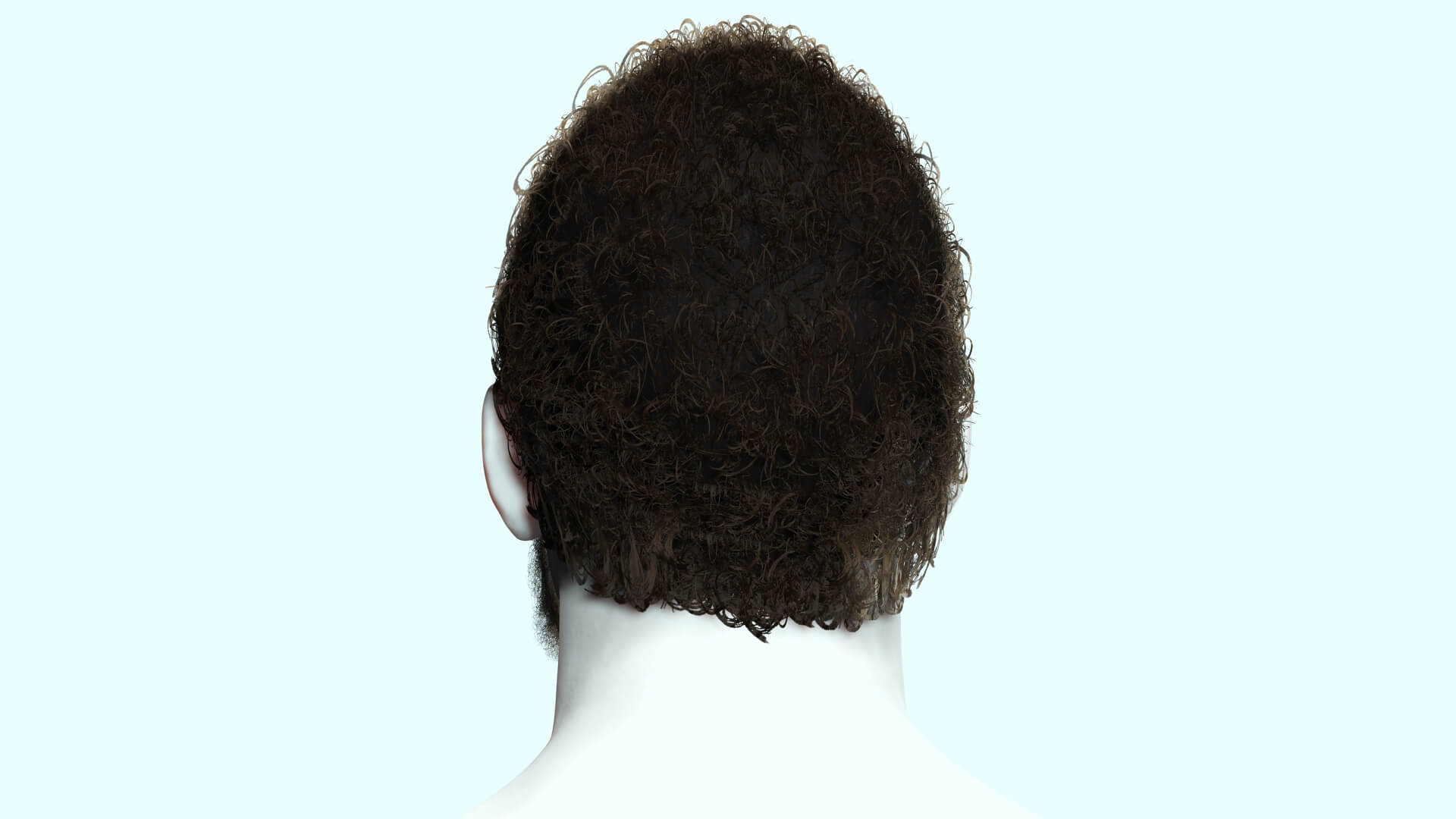 Realistic Curly Man Hair - Sideburns Beard 3D Model by khaloui
