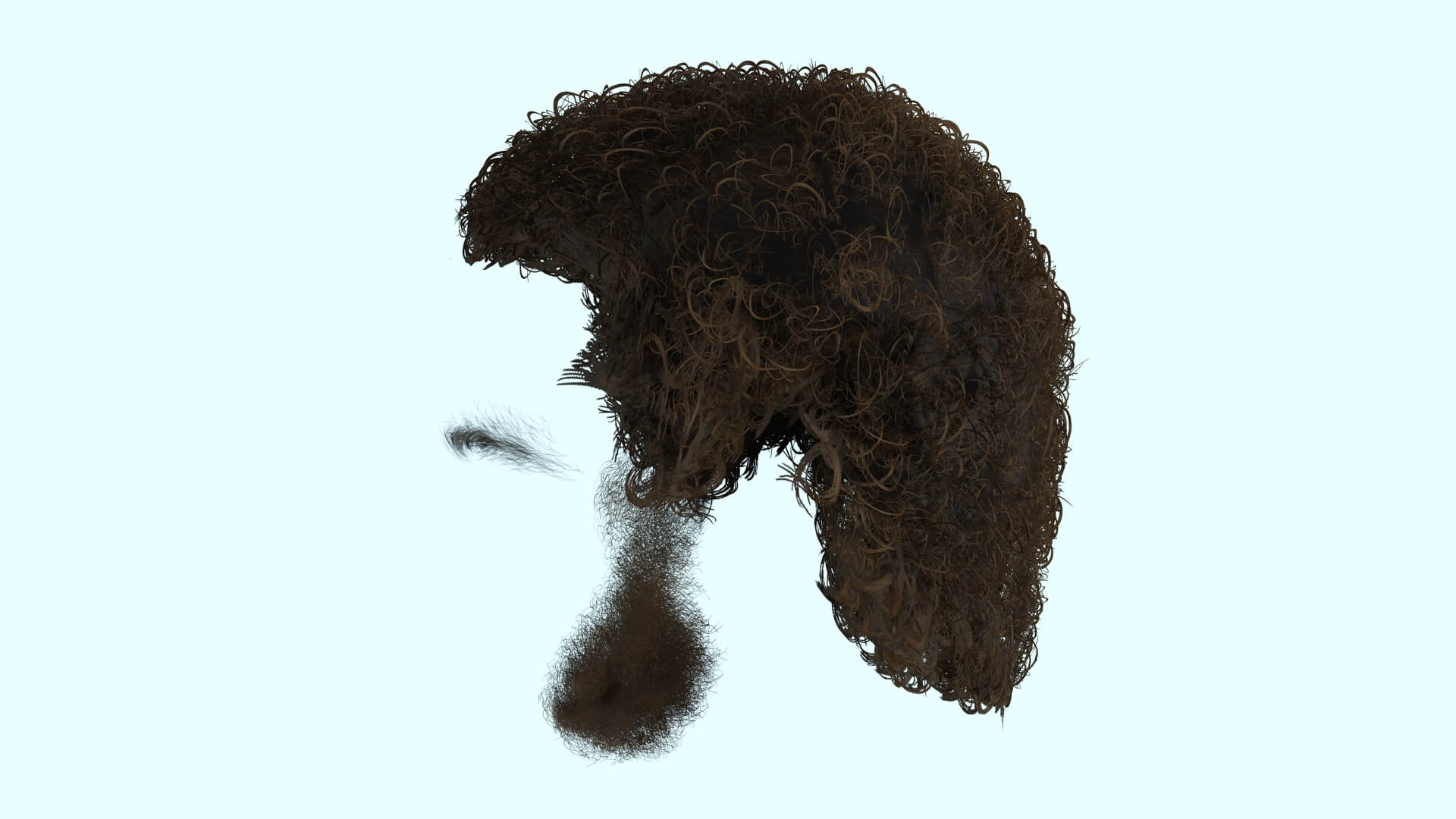 Realistic Curly Man Hair - Sideburns Beard 3D Model by khaloui