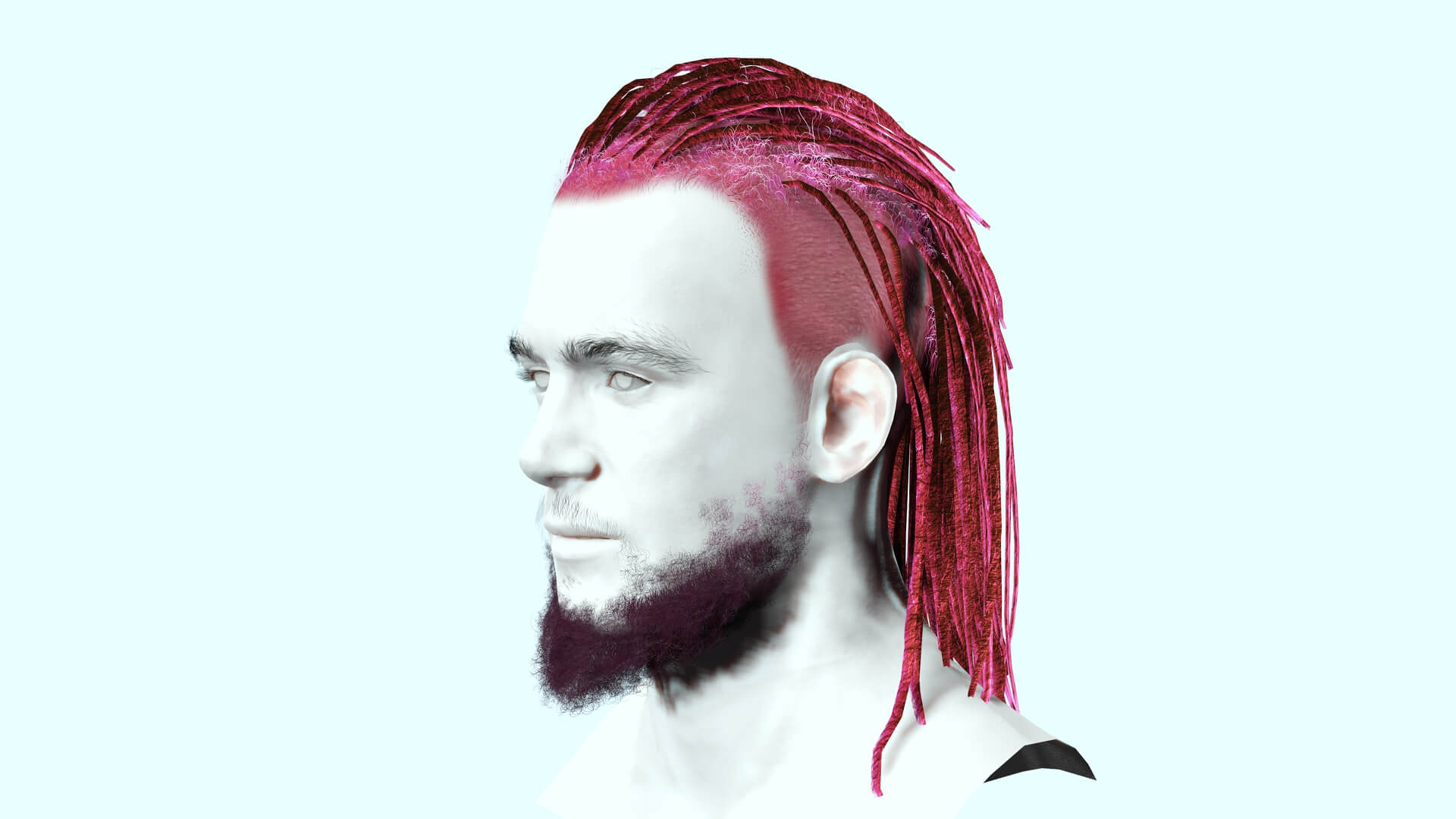Realistic Dread Man Hair - 3D Model by khaloui