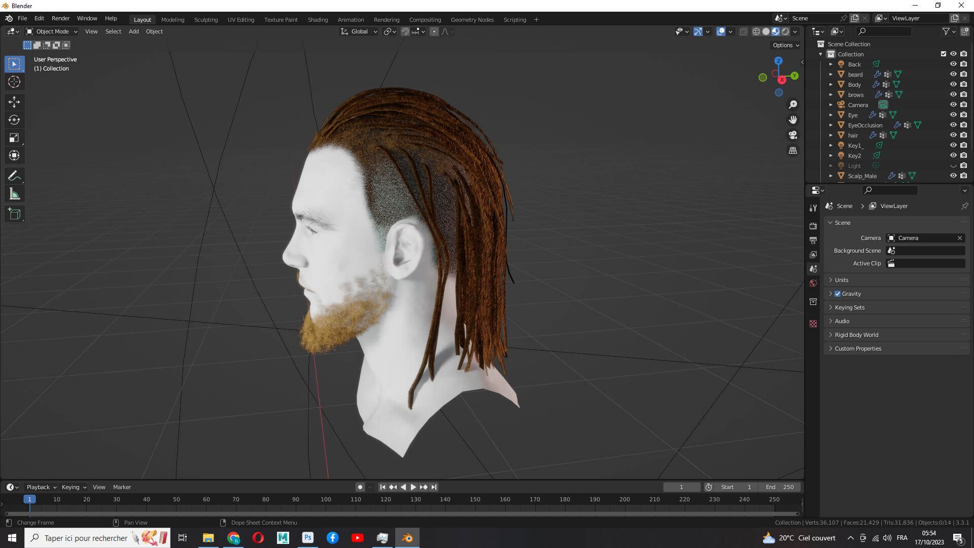 Realistic Dread Man Hair - 3D Model by khaloui