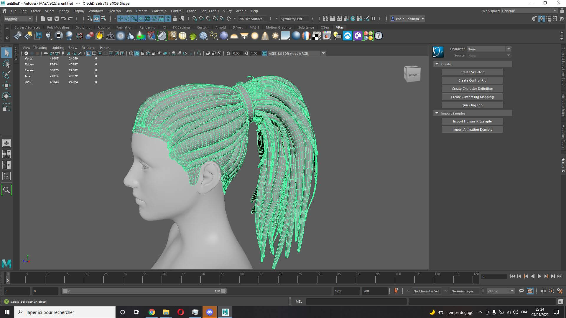 Dreads Hair Rasta - Free 3D Model by khaloui