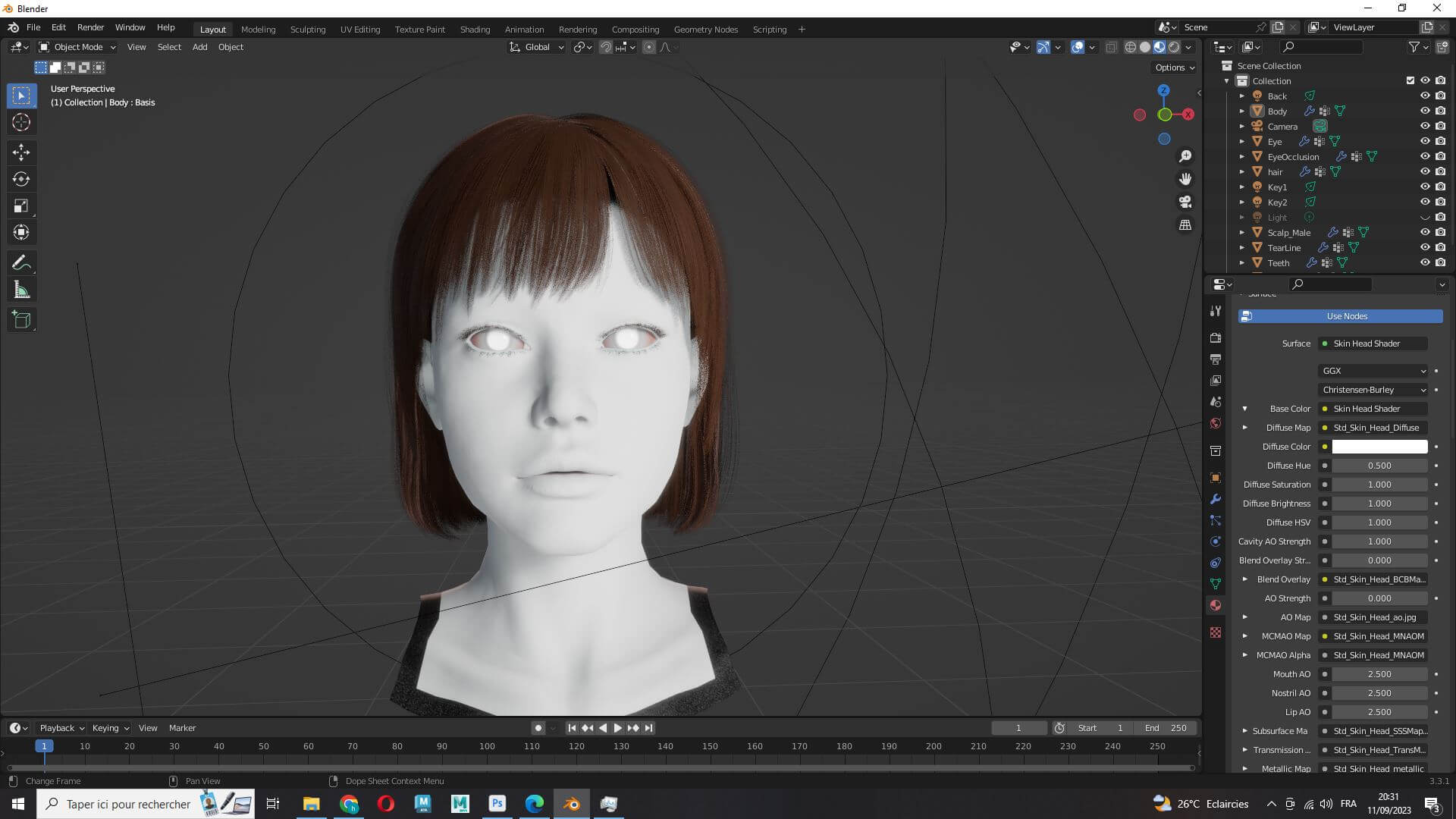 Realistic Female Bob Hair Style Low Poly - 3D Model by khaloui