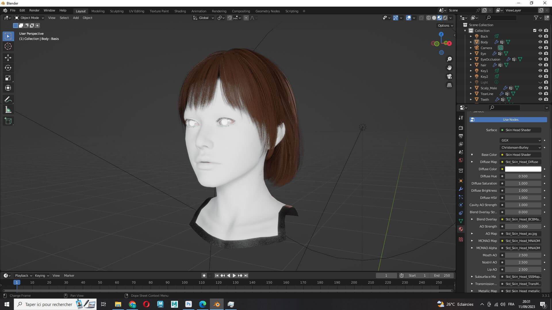 Realistic Female Bob Hair Style Low Poly - 3D Model by khaloui