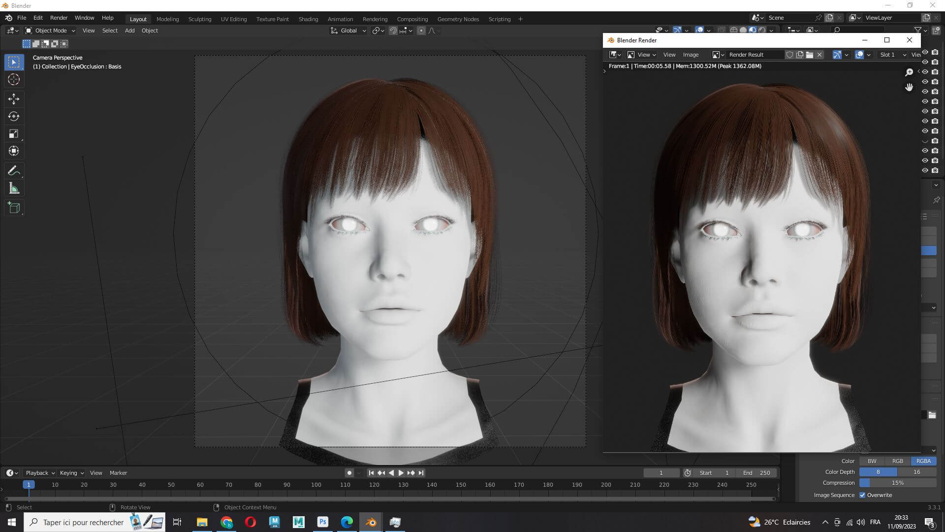 Realistic Female Bob Hair Style Low Poly - 3D Model by khaloui
