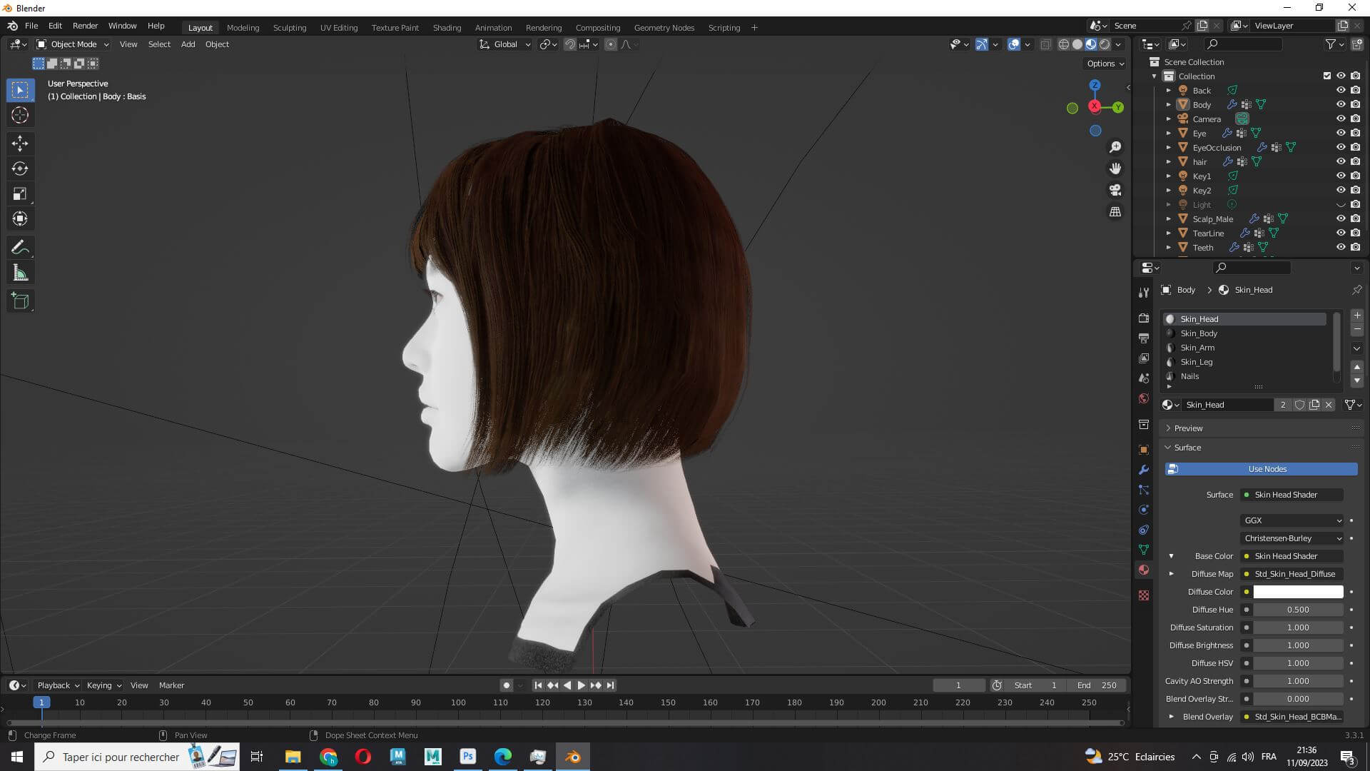 Realistic Female Bob Hair - 3D Model by khaloui