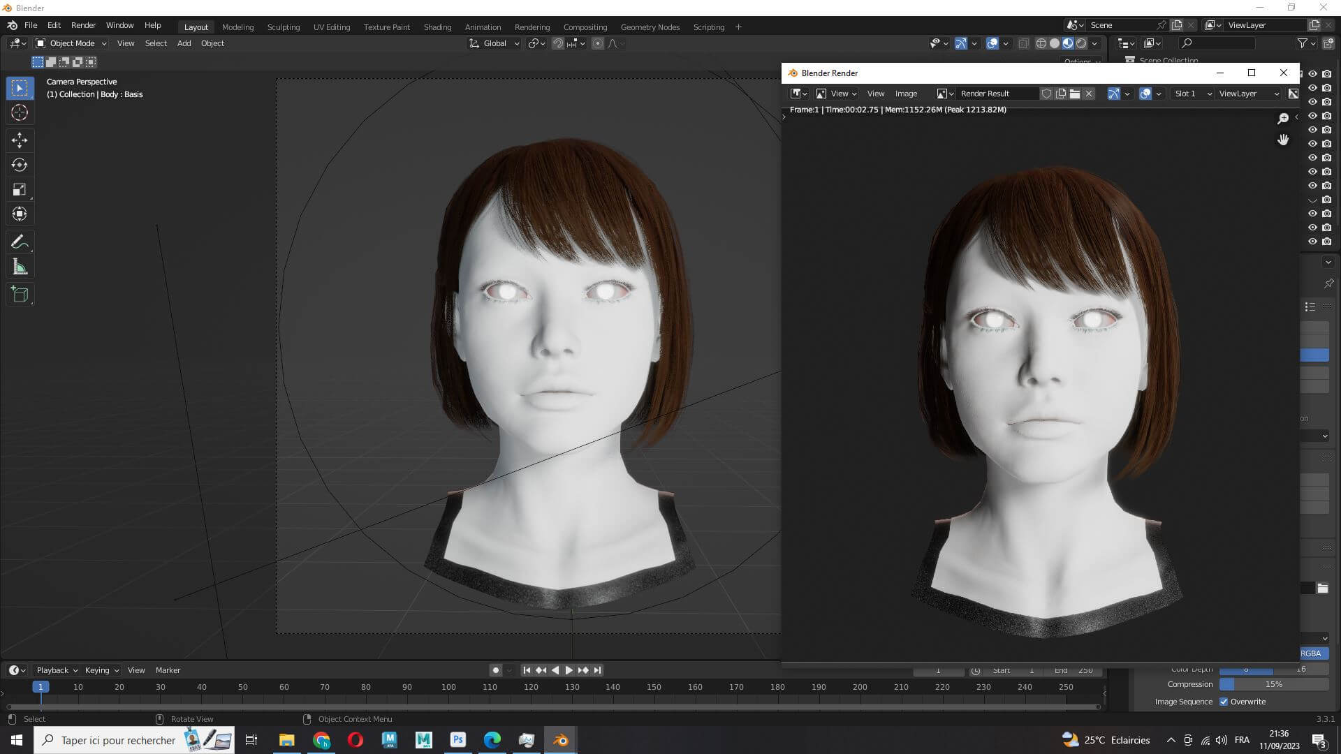 Realistic Female Bob Hair - 3D Model by khaloui