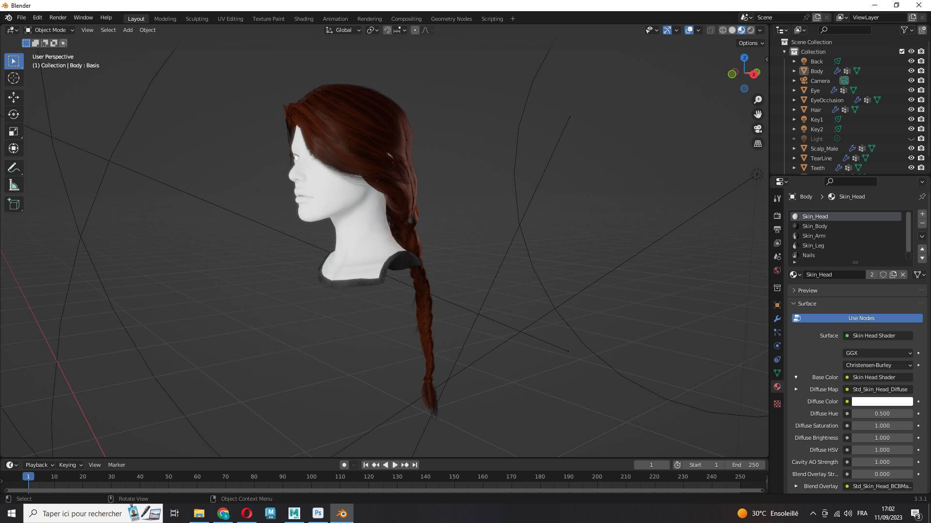 Female Braided Hair - 3D Model by khaloui