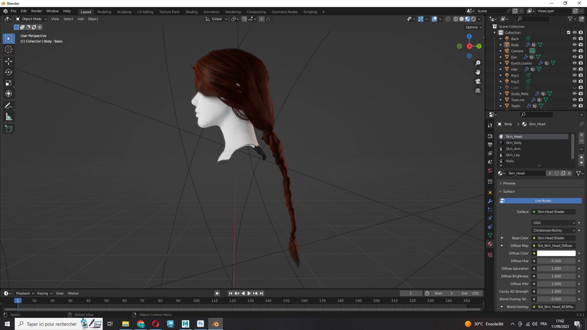 Realistic Female Braided Hair - 3D Model by khaloui