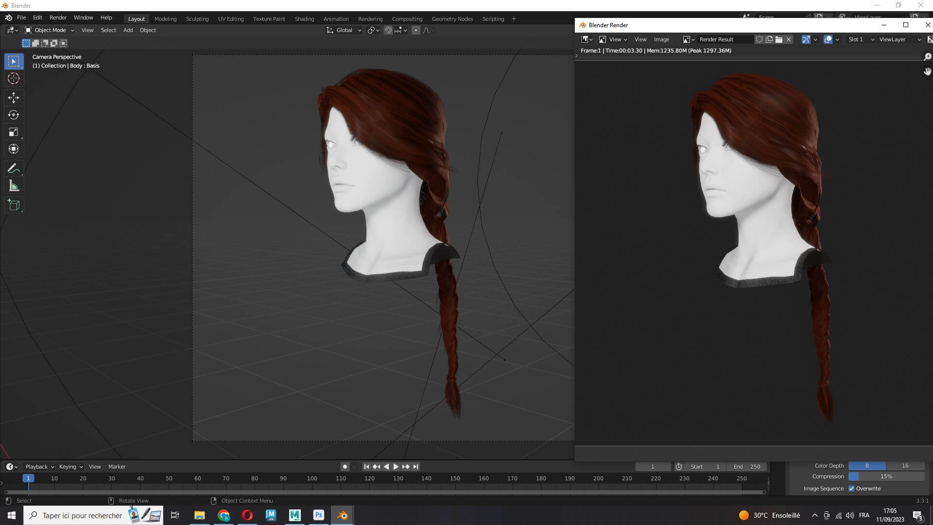 Realistic Female Braided Hair - 3D Model by khaloui