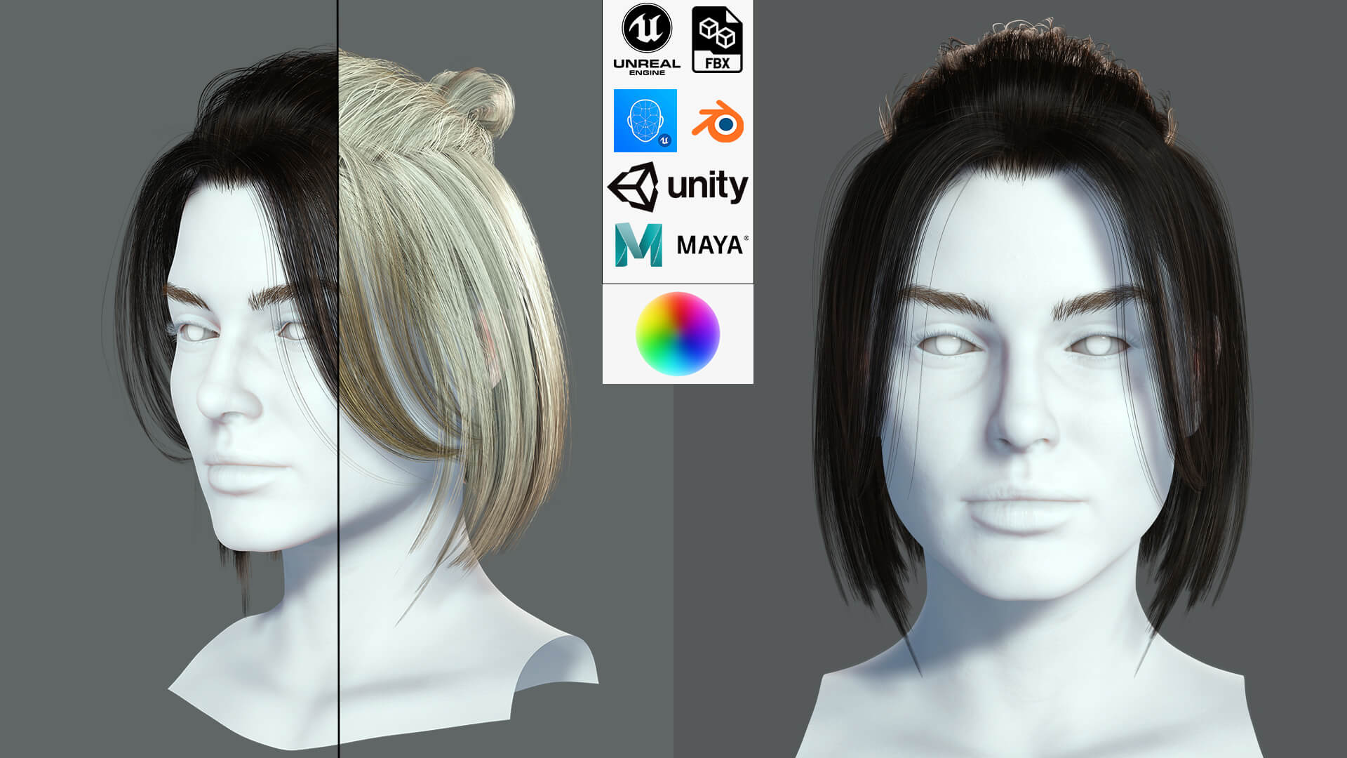 Female Hair 7 - 3D Model by khaloui