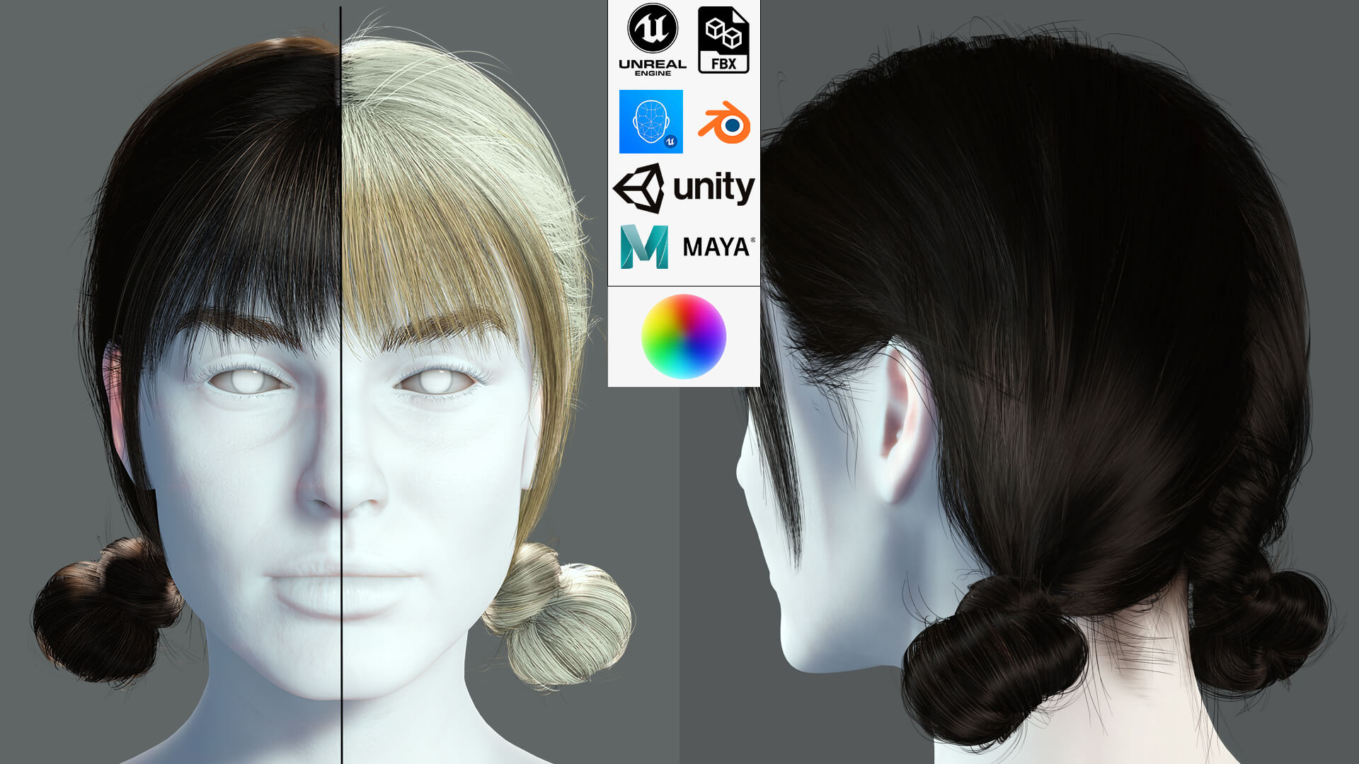 Female Hair 9 - 3D Model by khaloui